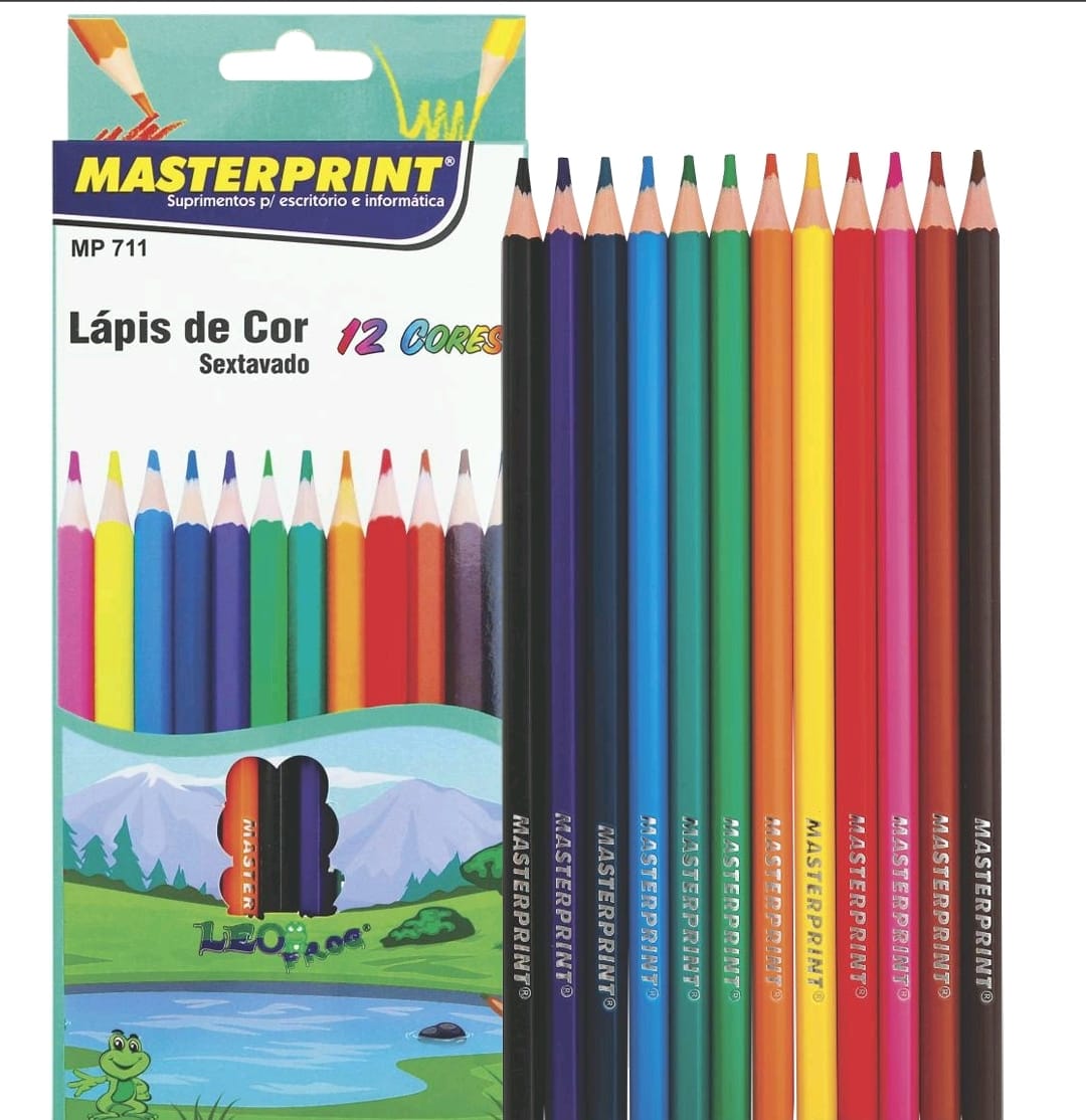 Lápis De Cor Sextavado 12 Cores Masterprint - Loja Barretos Papelaria
